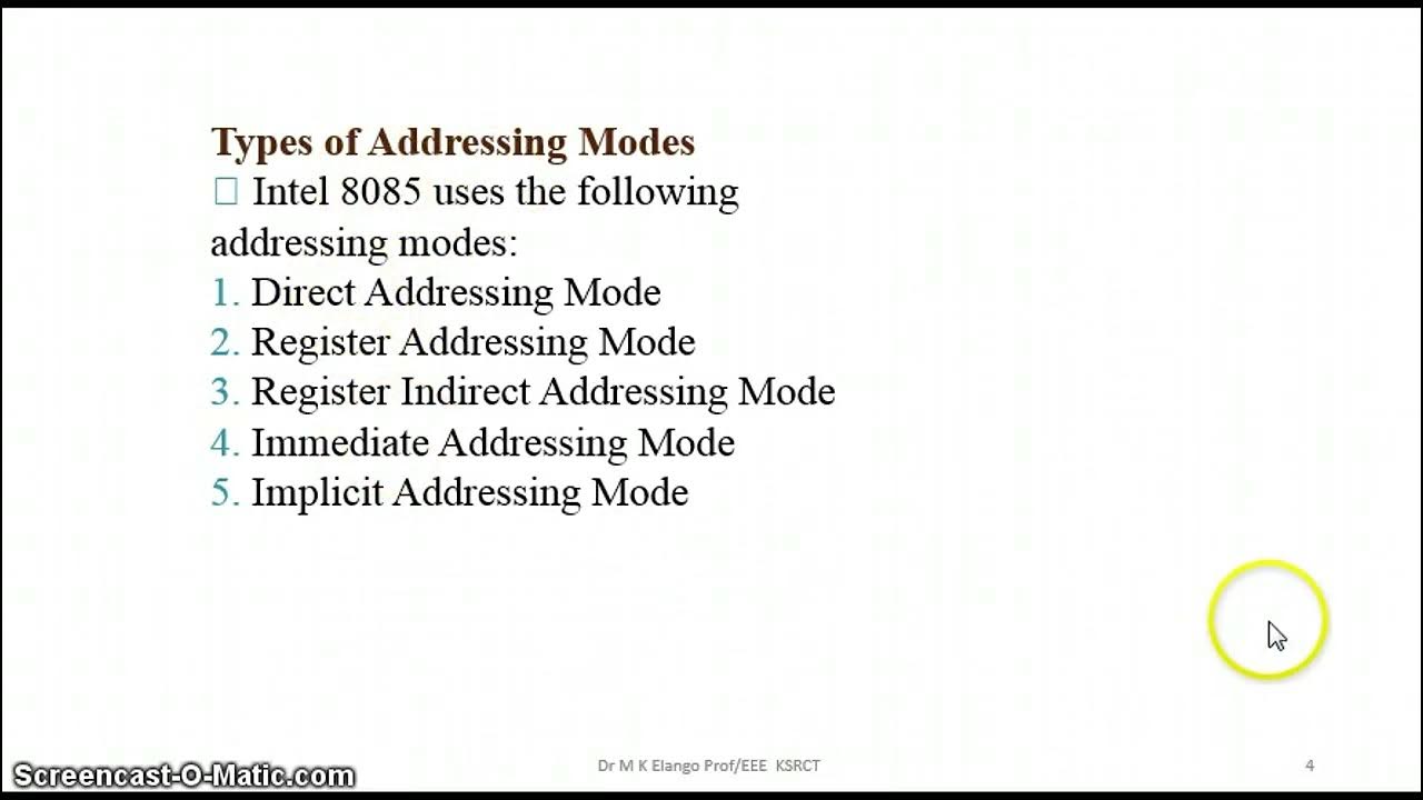 Addressing Modes of 8085 Microprocessor - YouTube