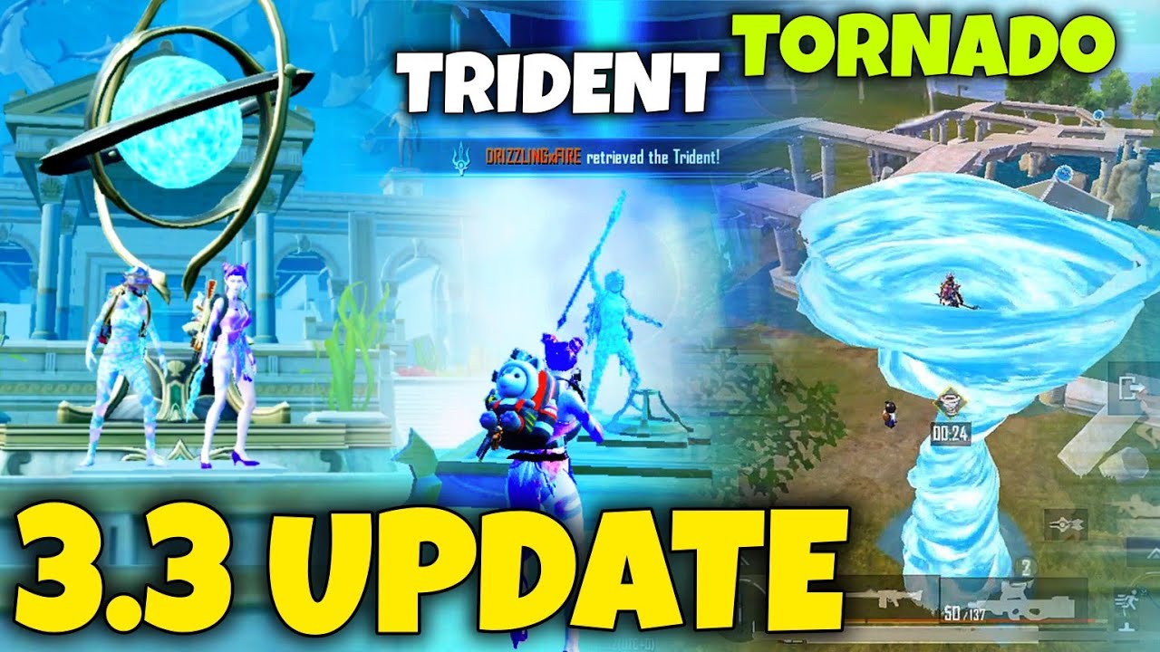 NEW UPDATE 3.3 GAMEPLAY 🌊 USING TRIDENT & CREATED TORNADO 🥰 BGMI PUBG ...