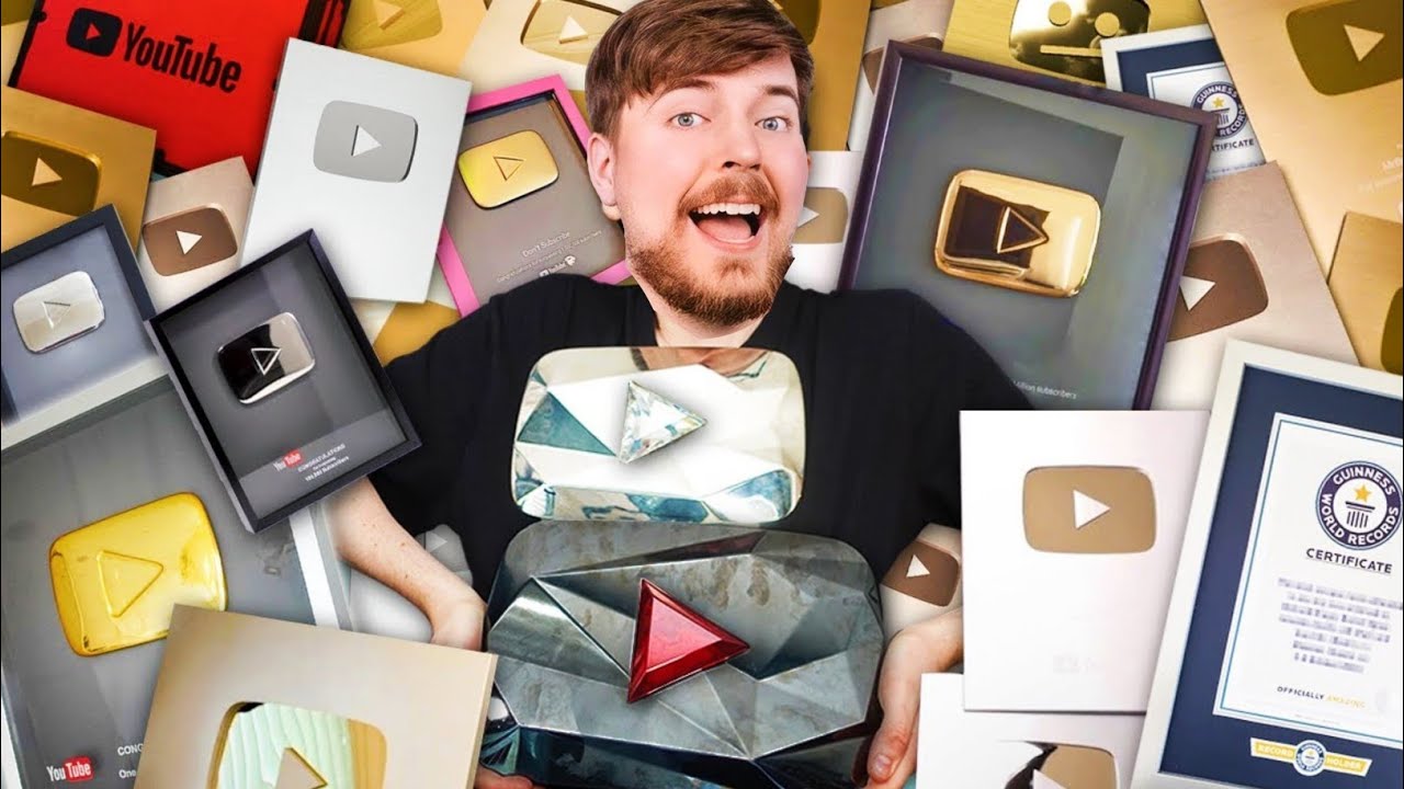 All MrBeast's 27 Channels & 63 Play Buttons || MrBeast's All Play Buttons From YouTube - YouTube