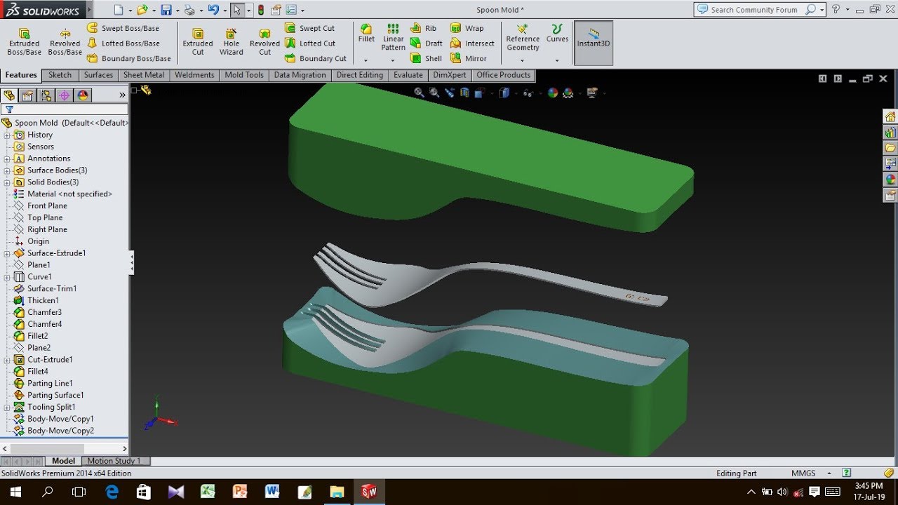 Solidworks Tutorial # Spoon Mold Design - YouTube