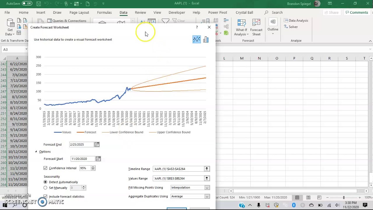 How To Use The Forecast Sheet In Excel Adjust Confidence Interval How To Use The Forecast Sheet In Excel Adjust Confidence Interval