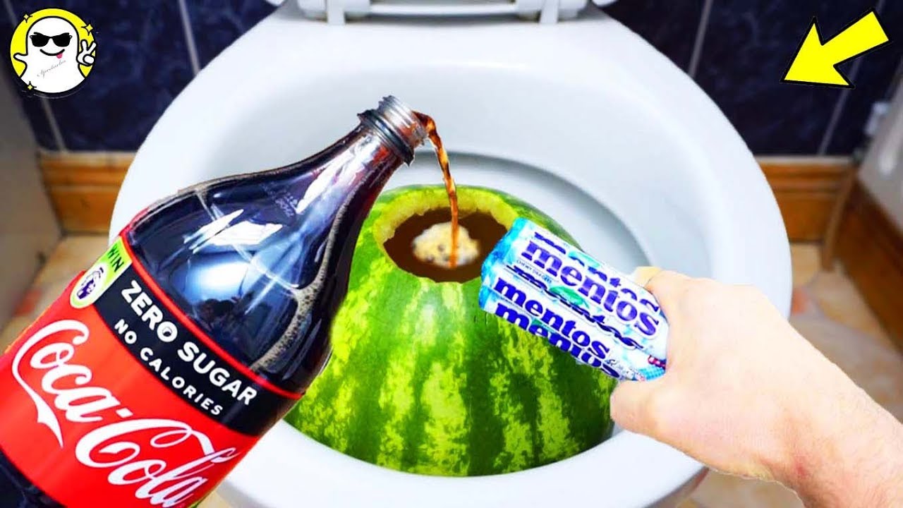 EXPERIMENT !! Watermelon VS Toilet Coca Cola, Balloon and Mentos - YouTube