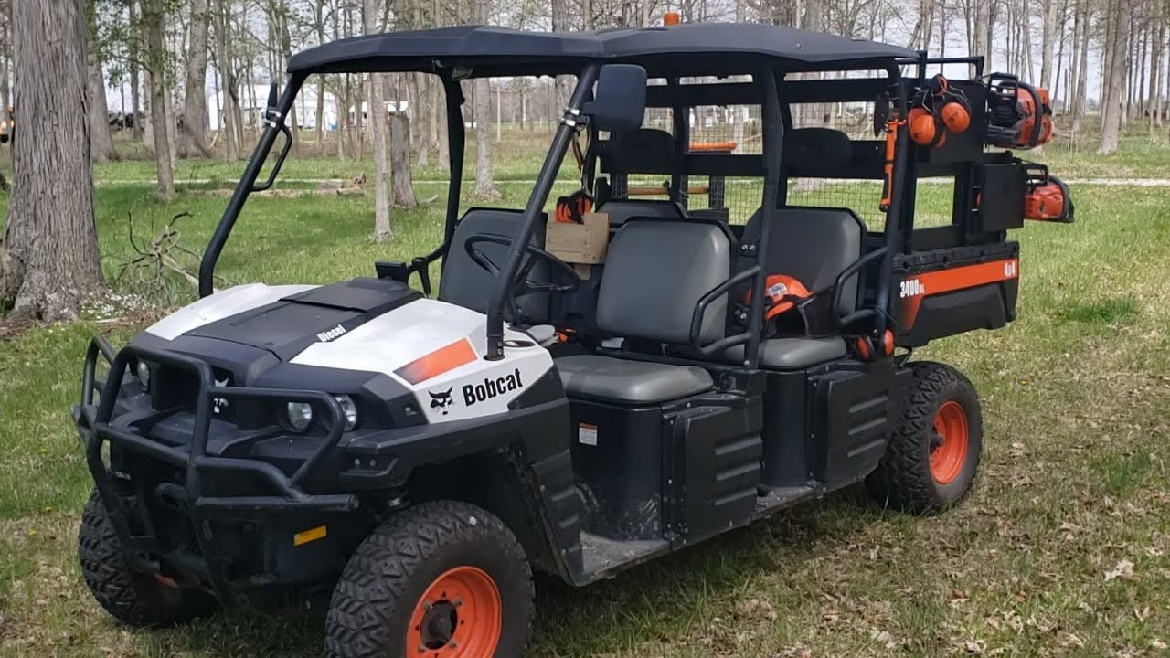 Bobcat 3400XL custom bed rack for chainsaws and tools. - YouTube