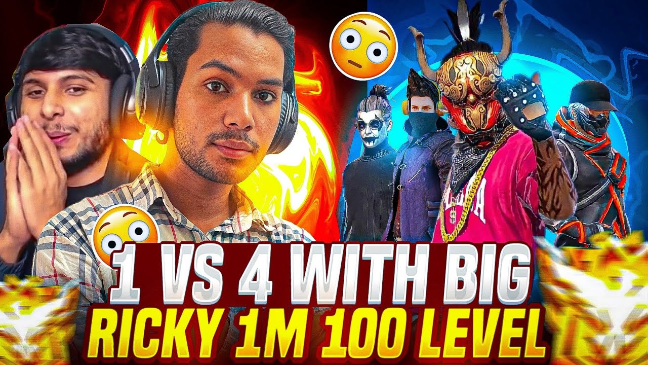 1v4 Big YouTuber v badge players || Ricky1m 100 level ||😱👿#totalgaming# ...