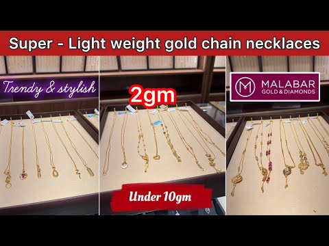 2gm Very Light weight stylish & trendy gold chain necklaces/chain with pendant designs from Malabar