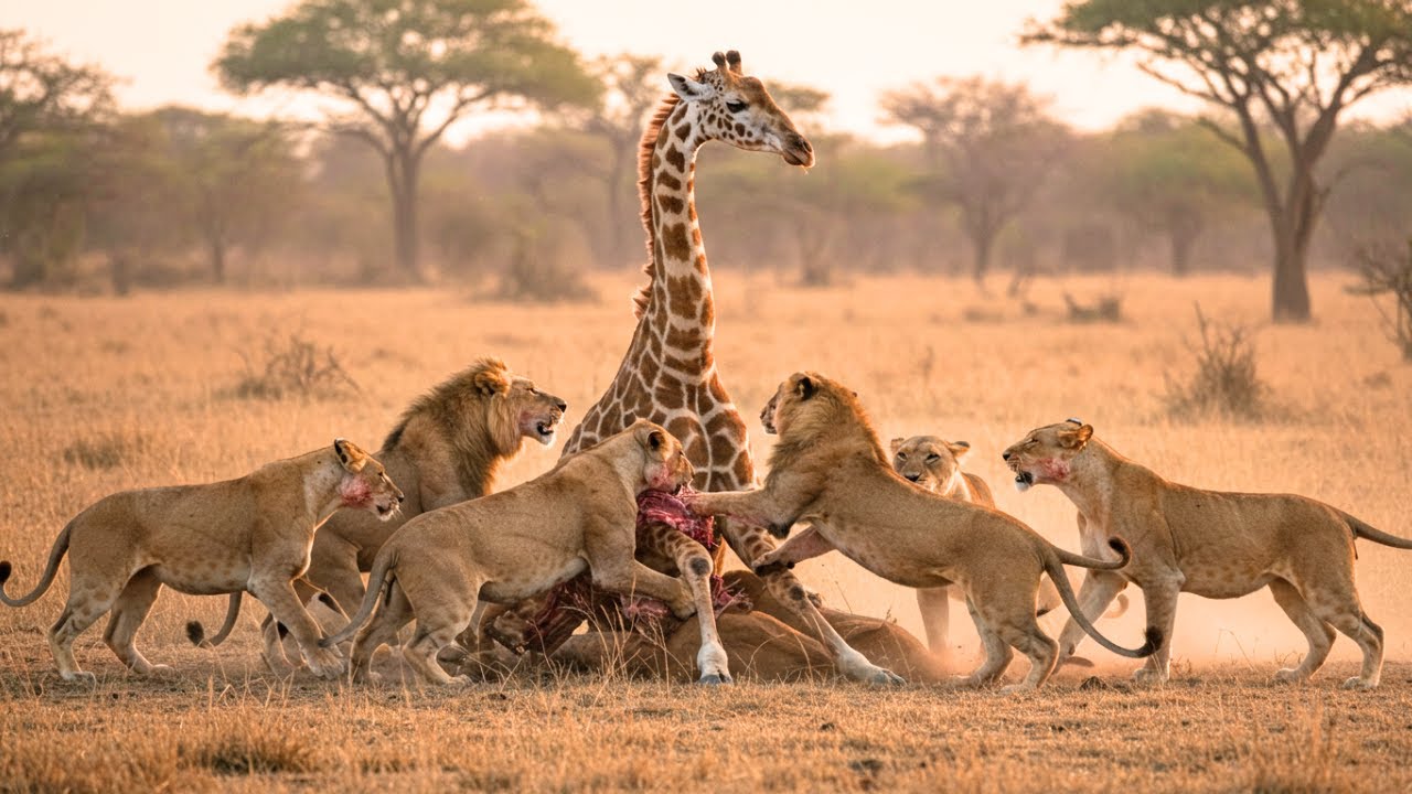 Brutal Lion Hunt: Giraffe’s Last Stand in the Wild! - YouTube