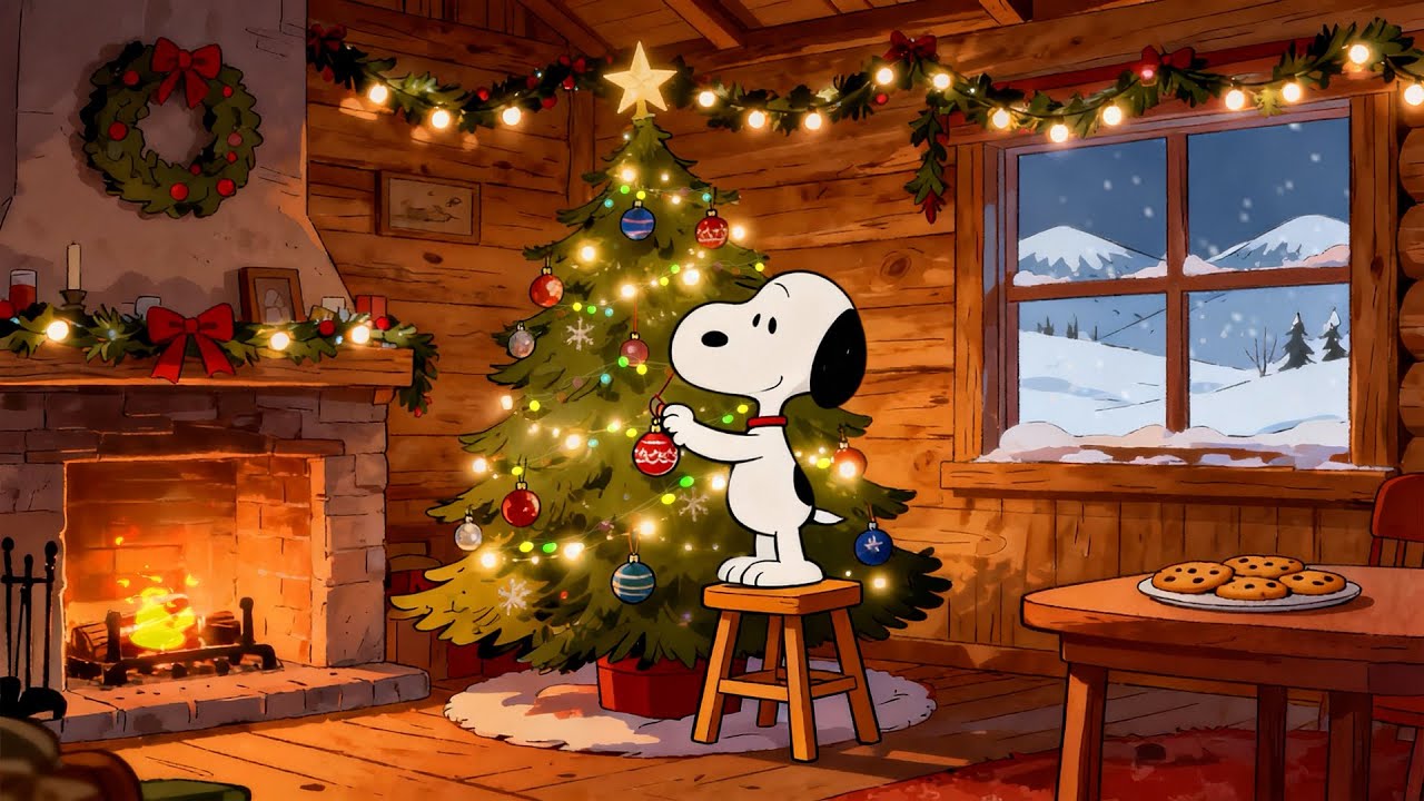 Snoopy’s Cozy Christmas Night ️ Warm Lofi Beats to Relax & Focus 🌙 Soft ...