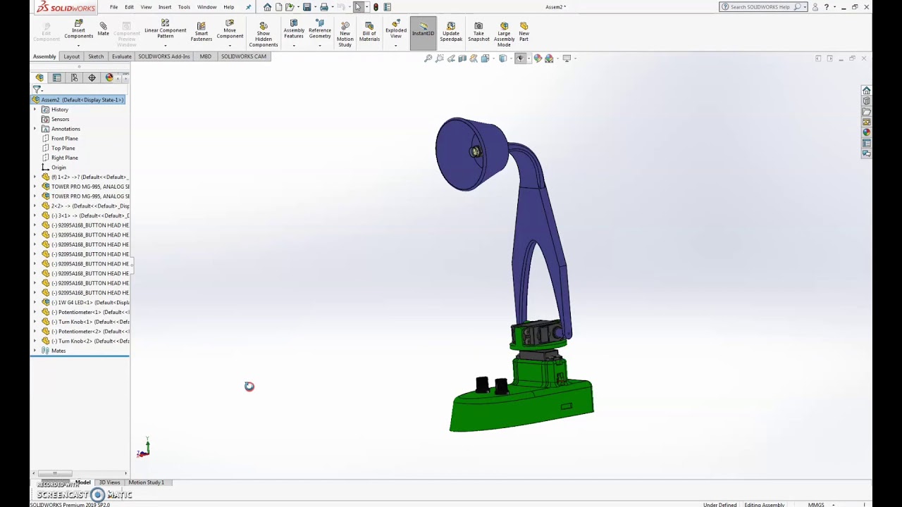Desk lamp - solidworks & solidworks composer and 3D print - YouTube