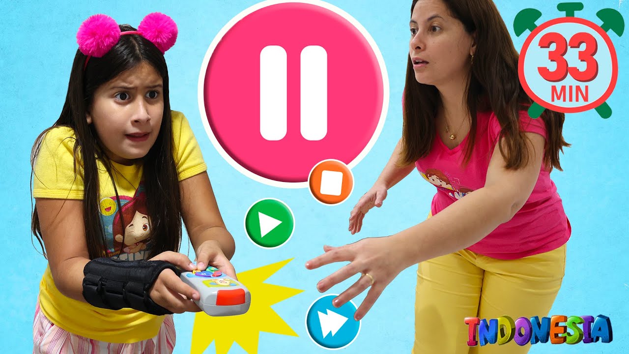 Maria Clara dan JP dalam cerita lucu tentang remote control ajaib! Pause challenge - YouTube