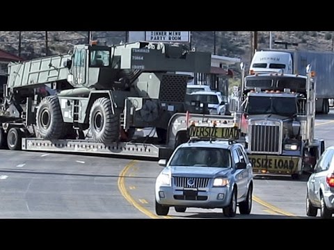 OVERSIZE LOAD ~ HAULING CRANE ~ MACHINERY TRANSPORT TRUCK - YouTube