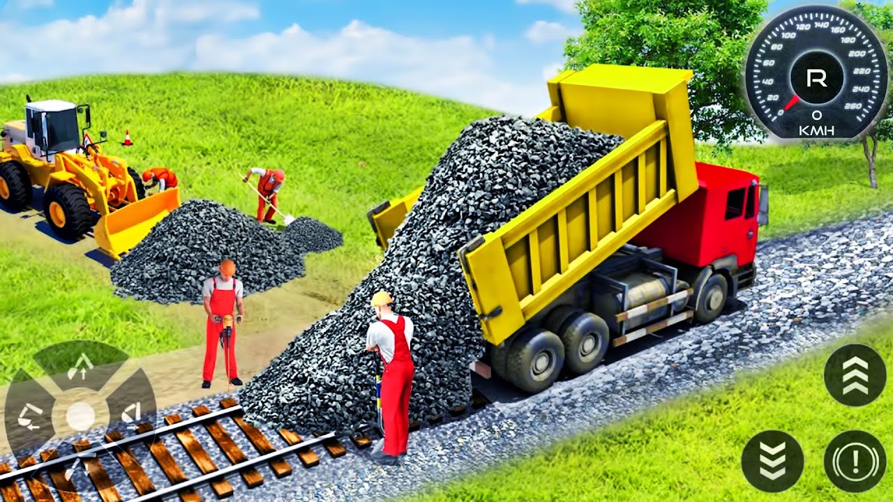 Train Station Bridge Construction Railway: JCB Railroad Building ...