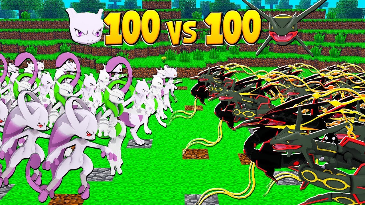 100 RAYQUAZA VS 100 MEWTWO - MINECRAFT PIXELMON MOD - YouTube