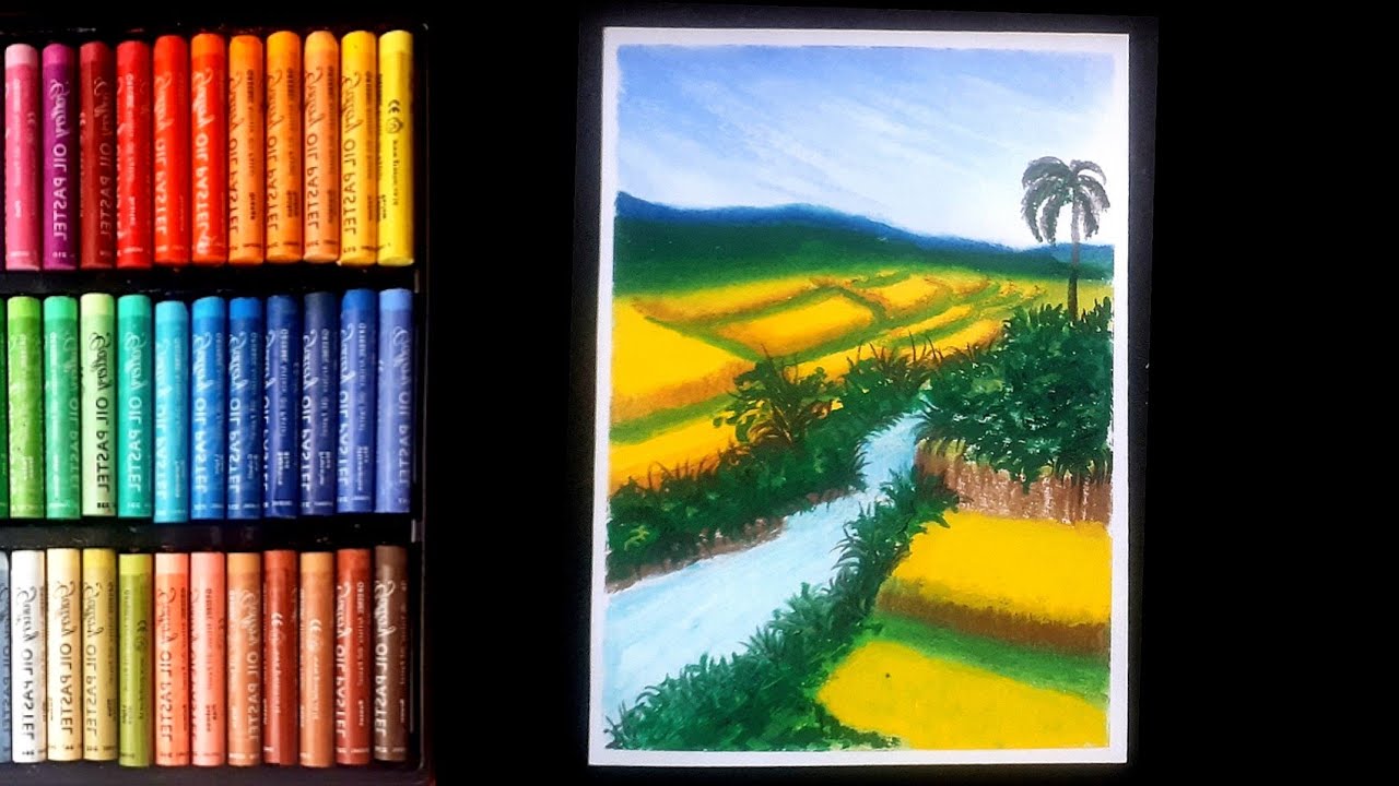 Tutorial Menggambar Pemandangan Sawah |scenery drawing tutorial - YouTube