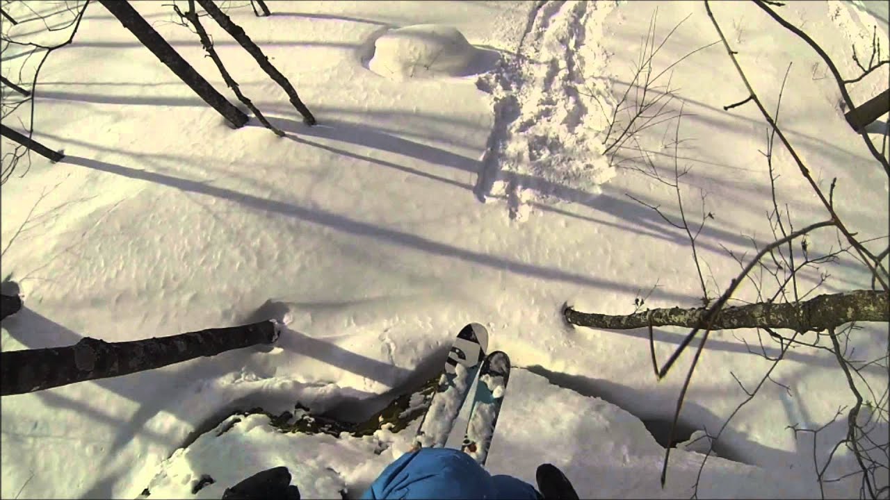 Backcountry Skiing Cliff Drop - YouTube