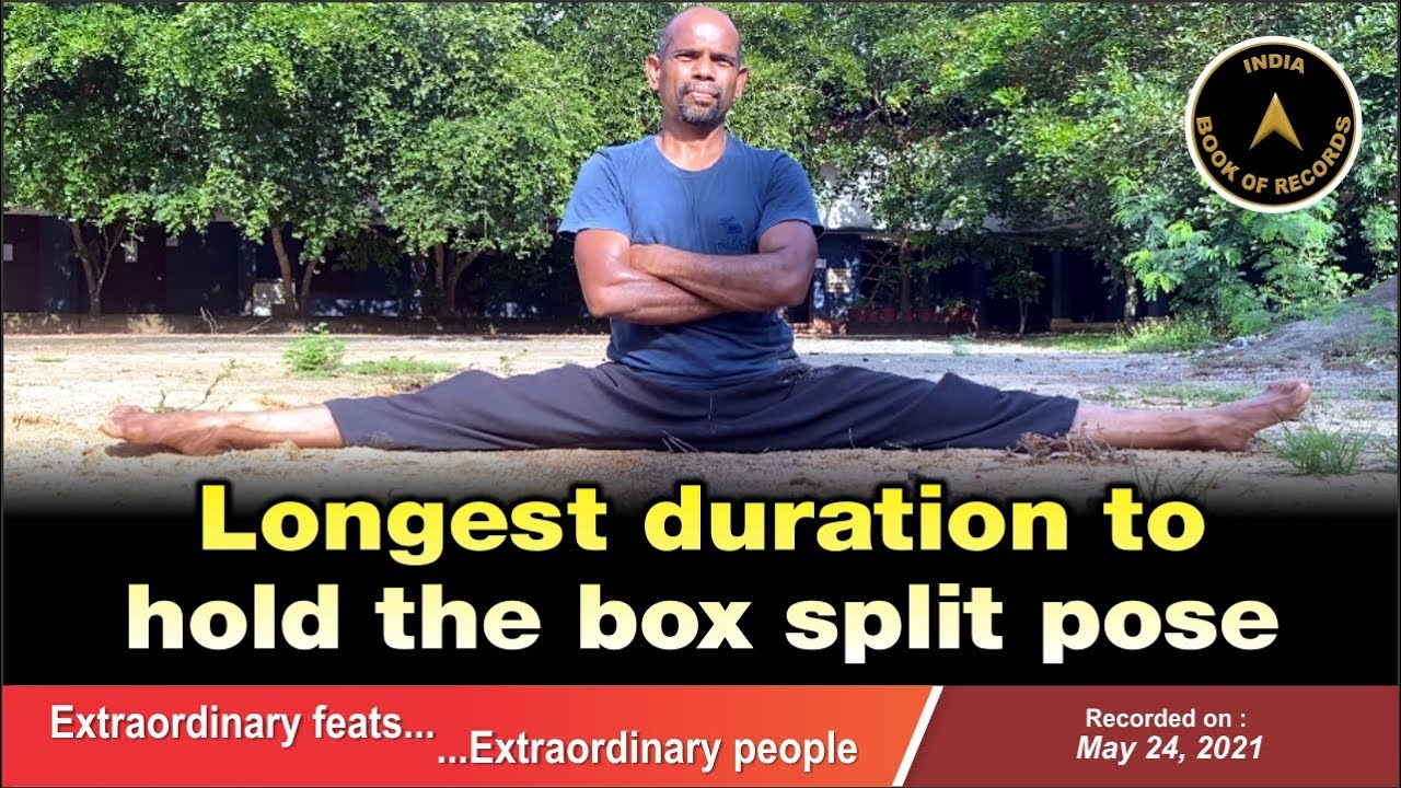 Longest duration to hold the box split pose - YouTube