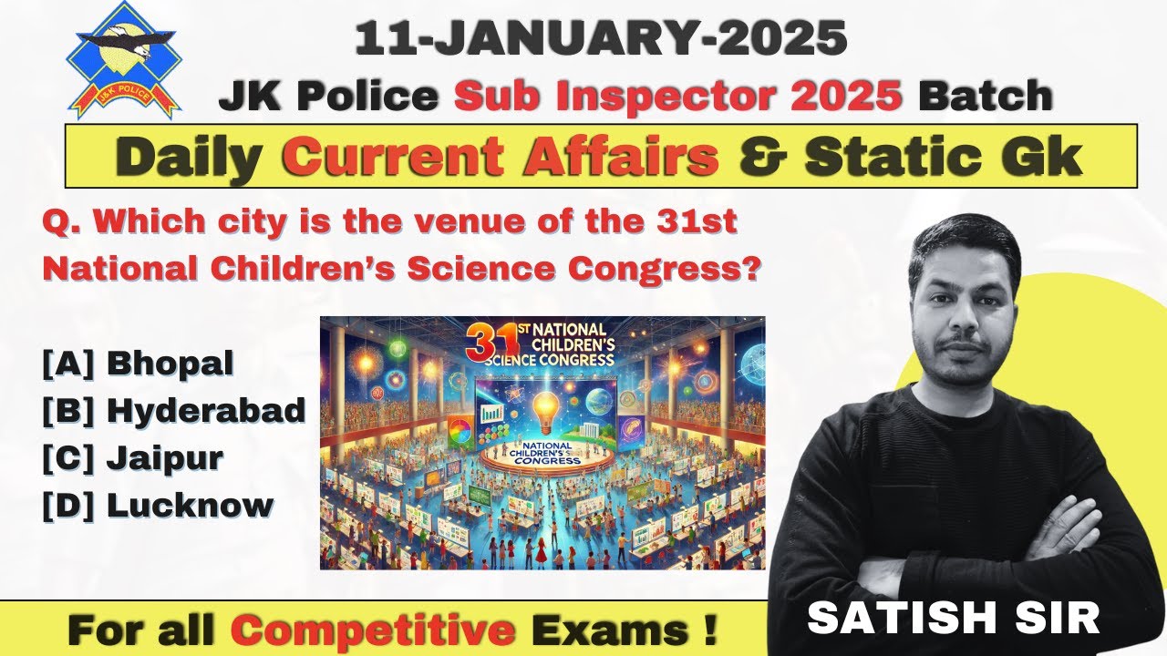 11 January 2024 | Daily Current Affairs and Static GK for JKPSI Exam 2025 | Jkssb Online ...