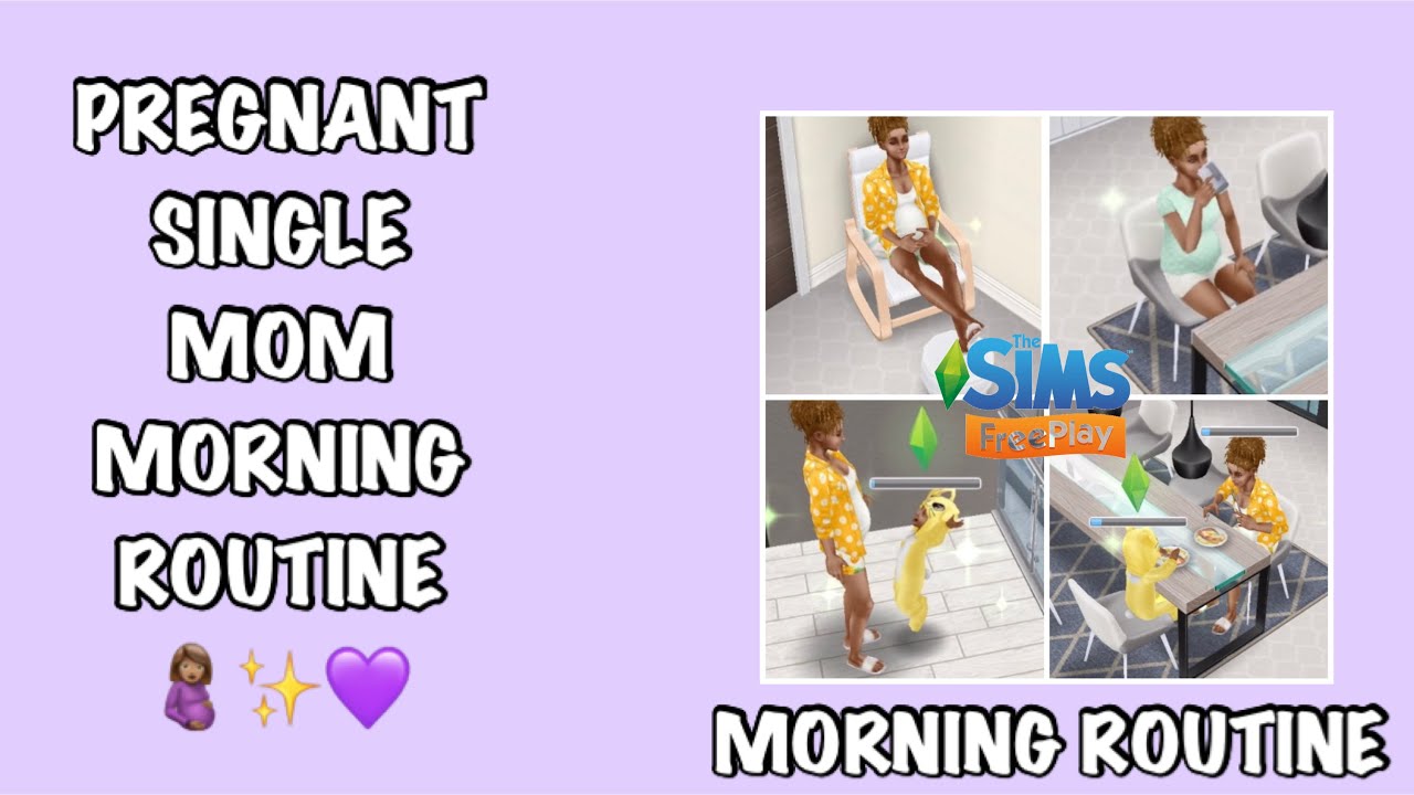 PREGNANT SINGLE MOM MORNING ROUTINE 🌤 || Sims Freeplay - YouTube