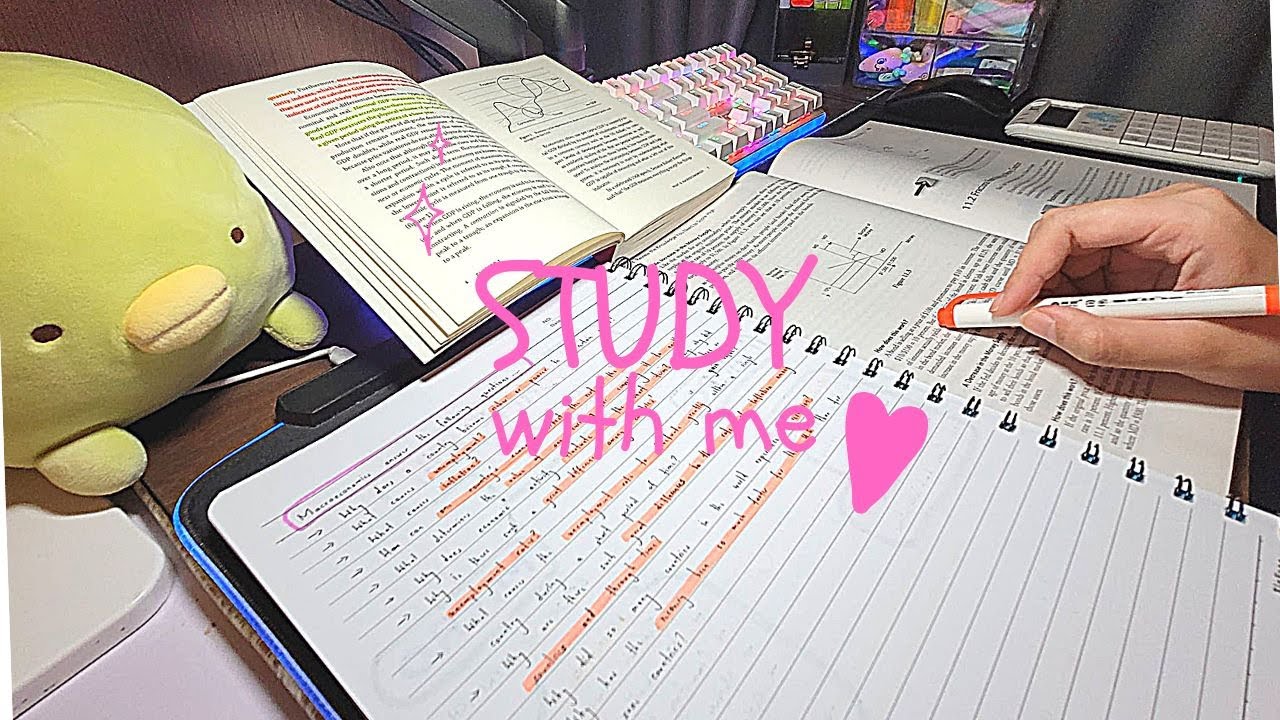 Study With Me Night Time 1 Hour No Break Rainy Day - YouTube