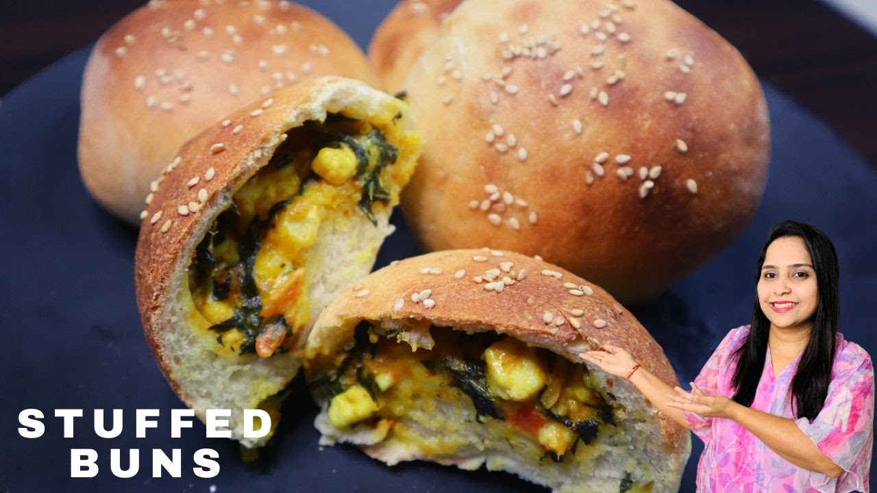 Stuffed Buns Recipe | Ladi Pav Recipe | Stuffed Bun | Eggless Bun ...
