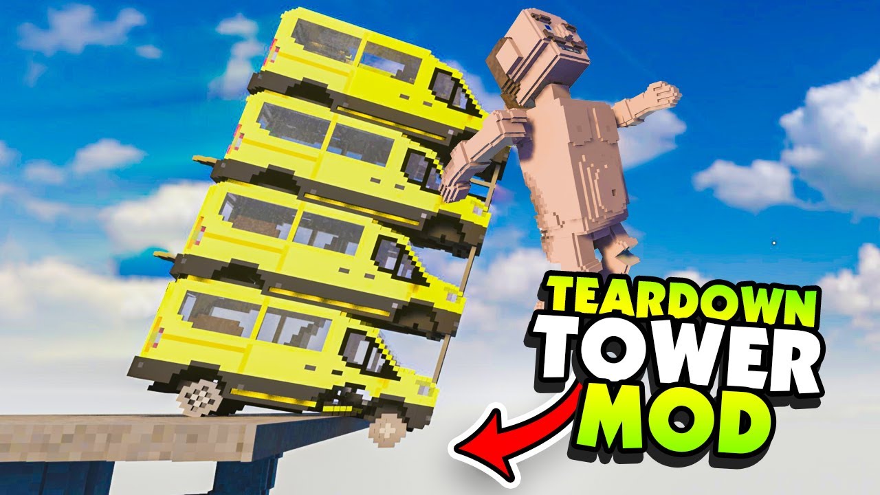 THROWING CARS and HUMANS OFF The TALLEST TOWER! - Teardown Mods - YouTube