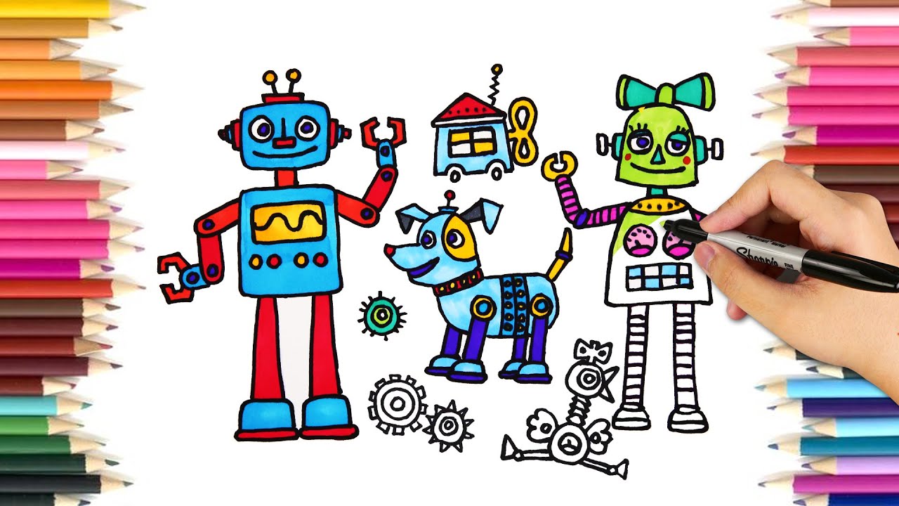 Robots Drawing 🤖 How to Draw Robots - Drawing For Kids - YouTube