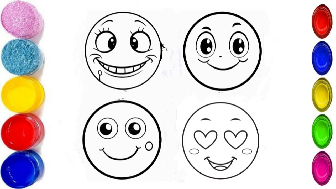 Emoji drawing , emoji l painting, colouring for kids, Toddlers l smiley ...