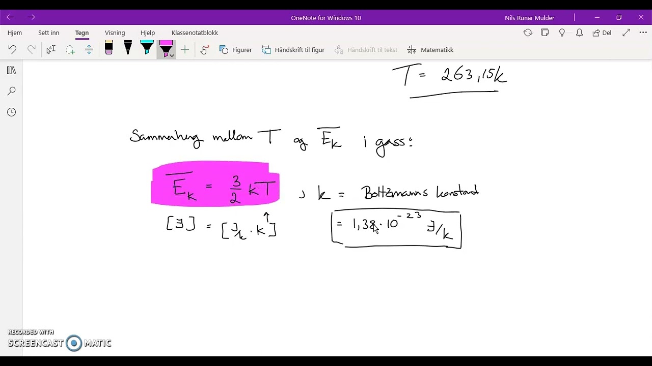 Absolutt temperatur og kinetisk energi i gass - YouTube