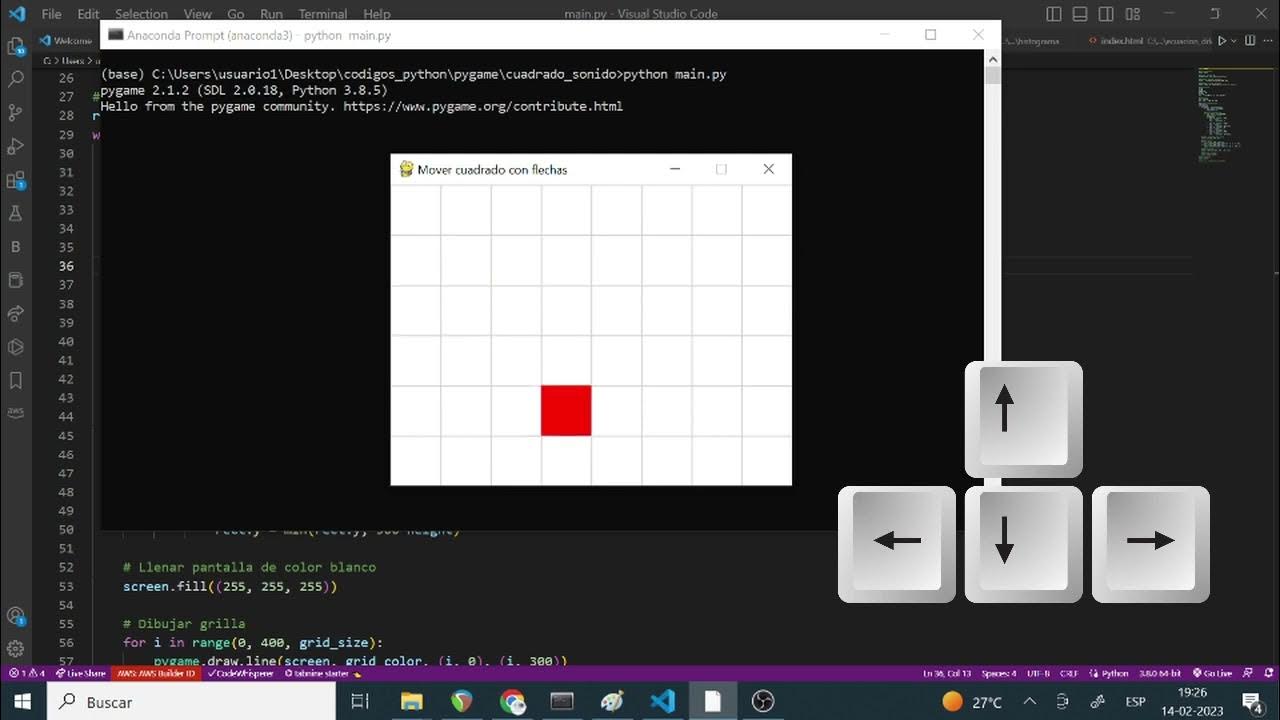 Como crear un videojuego:: movimiento x y con sonido usando pygame / python - YouTube