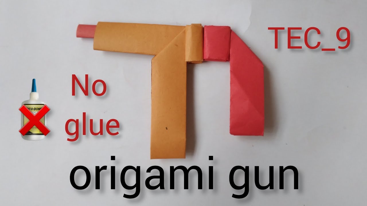 How to make an origami gun without using glue|How to make an easy paper ...