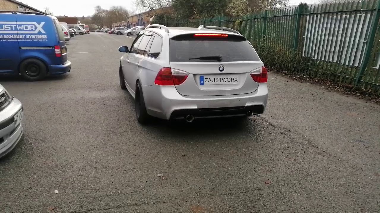BMW 330D Twin exit 335 style back box delete - YouTube