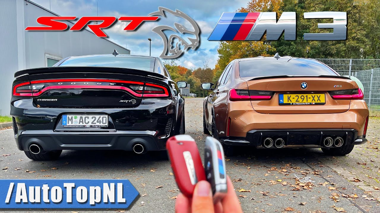 DODGE Charger HELLCAT vs BMW M3 G80 | REVIEW on AUTOBAHN [NO SPEED ...