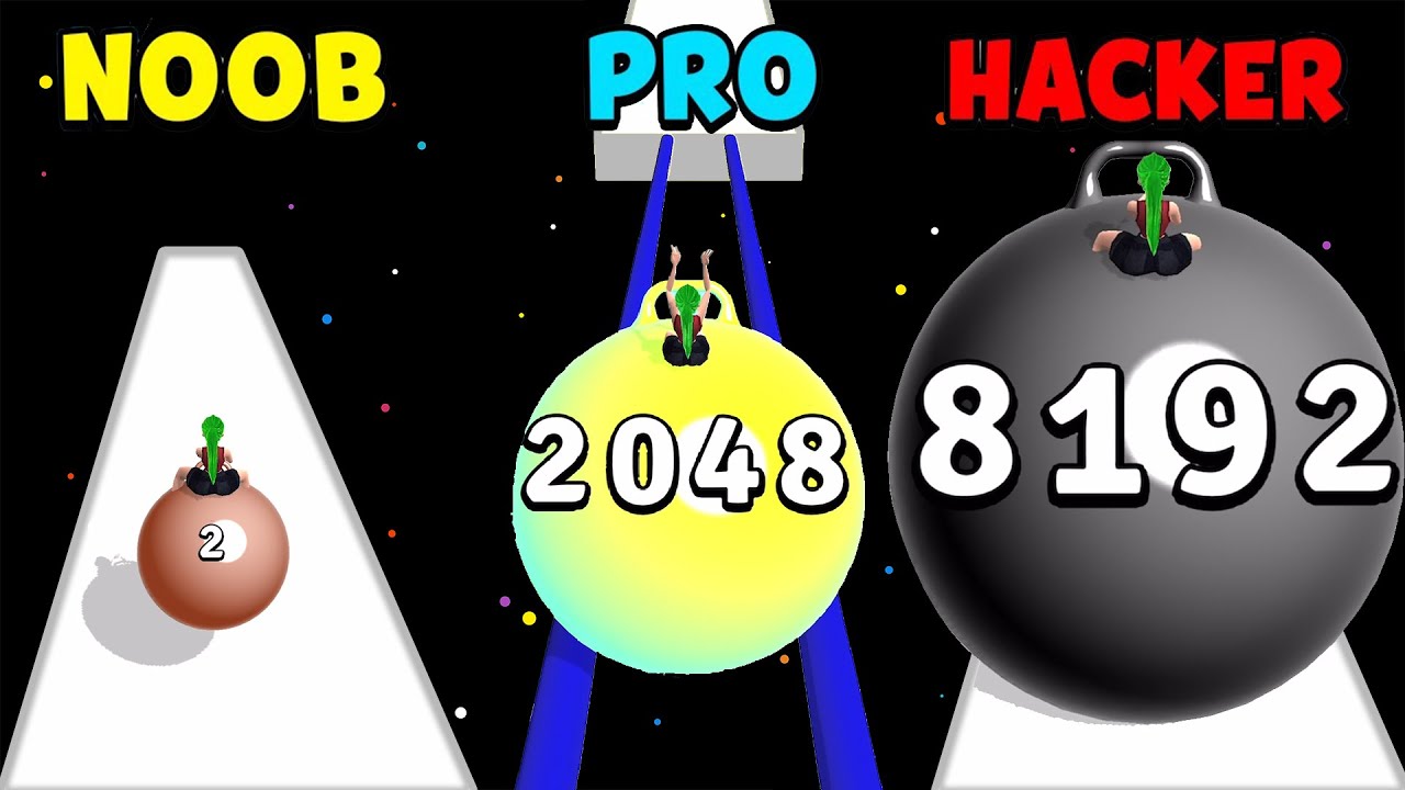 NOOB vs PRO vs HACKER - Yoga Ball Run 2048: Max Level 8192! - YouTube