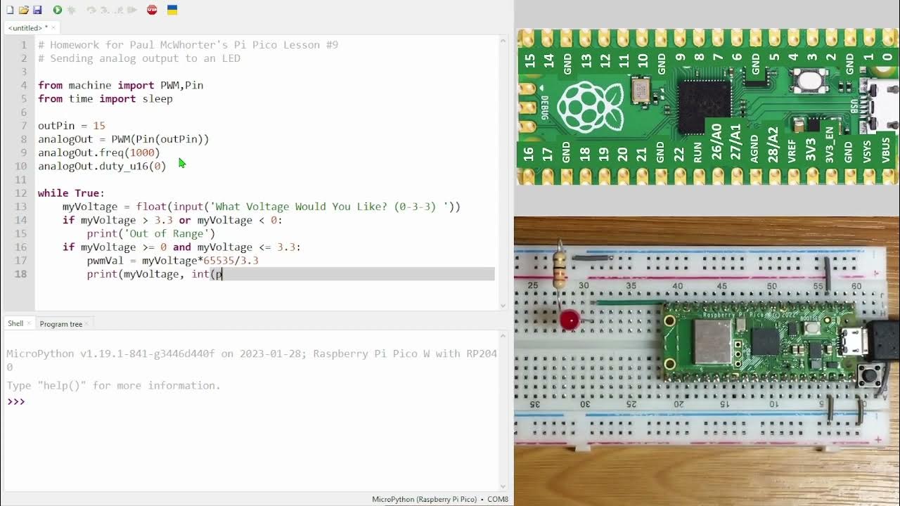 Sending Analog signals to an LED with RPi Pico - YouTube