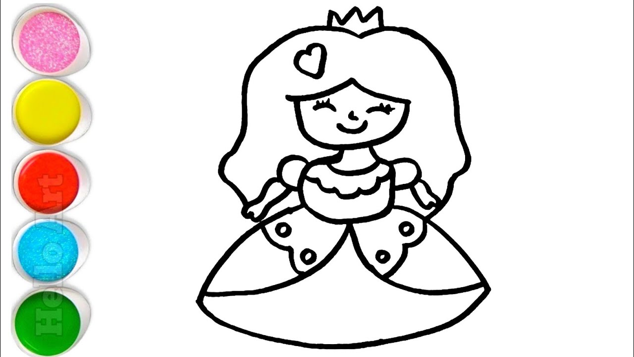 Beautiful Princess Drawing, Painting and Coloring For Kids, Toddlers ...