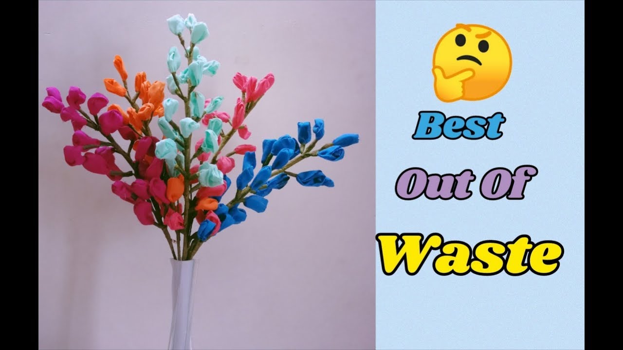 Flower bunches making with waste materials | Best out of waste - YouTube