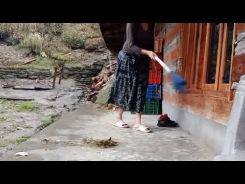 It's raining and I'm sweeping the yard || daily vlog || sweeping vlog || himachal pradesh daily vlog