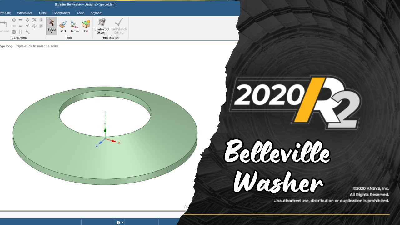 How to Model a Single Belleville Washer in ANSYS SpaceClaim | Disc Spring Tutorial - YouTube