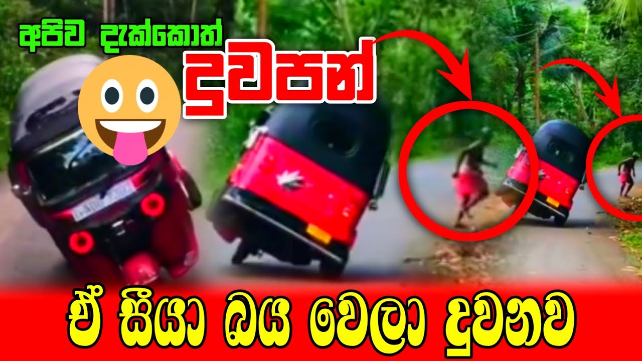 ඒ සීයා බය වෙලා දුවනව 😂 | three wheel stunt sri lanka | three wheel ...