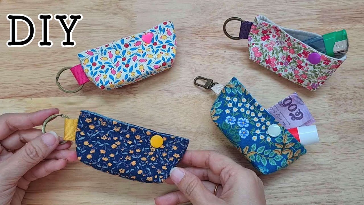 EP253 : DIY Mini Pouch Keychain | Bag sewing tutorial - YouTube