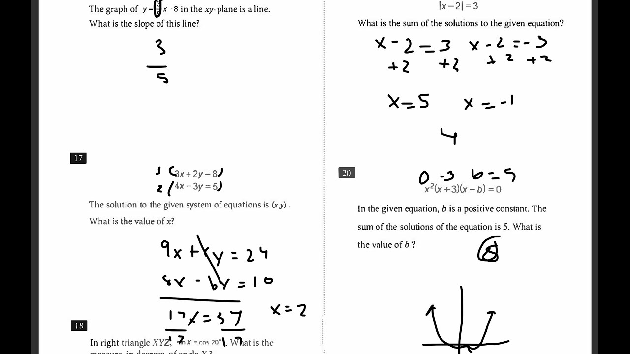October 2021 SAT Math No Calculator Exam - YouTube