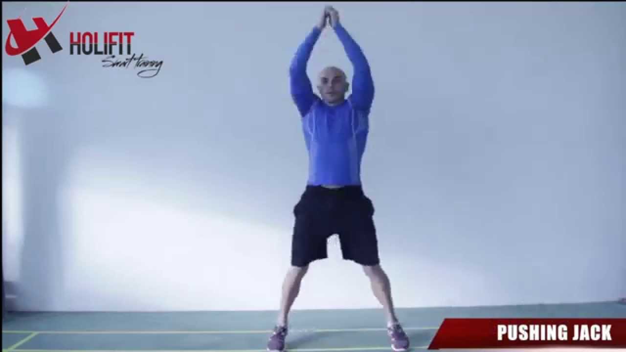 Exercice fitness pushing jack - YouTube