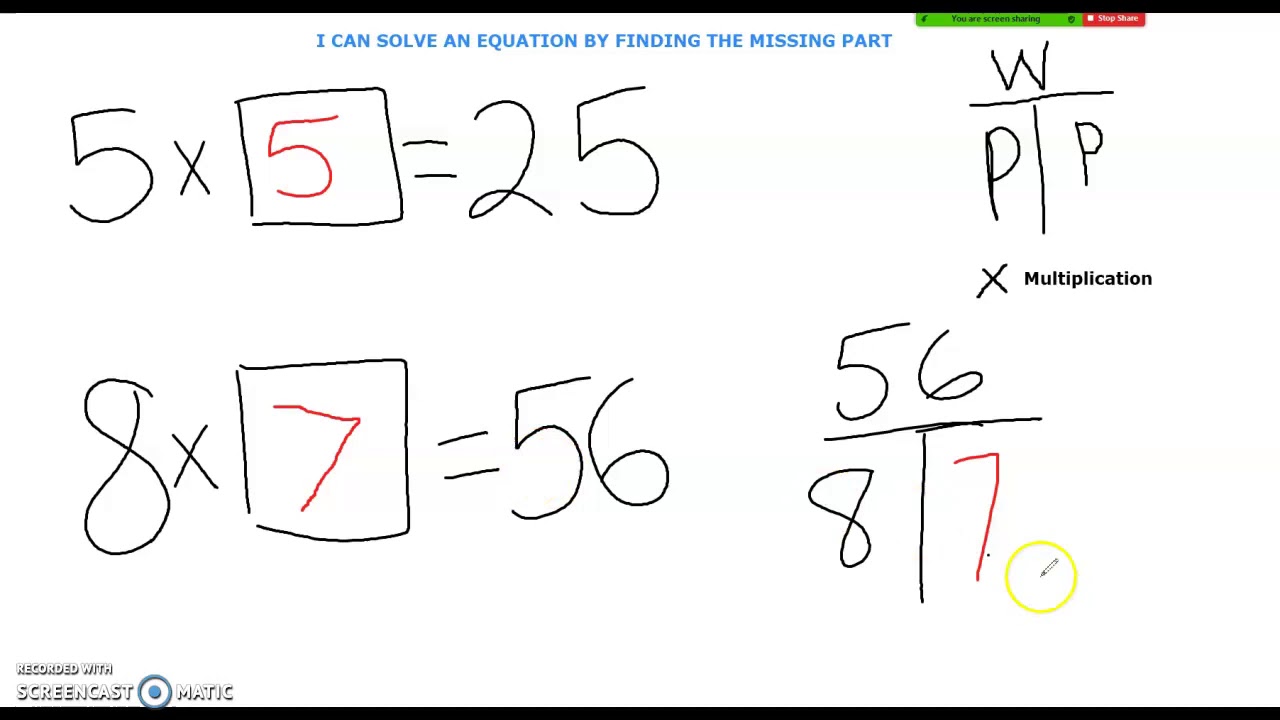 I Can Solve An Equation By Finding The Missing Part (Mult.) - YouTube