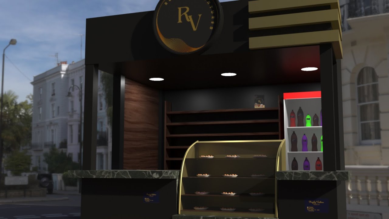 Immersive Small Shop (Stall) 3D Model Turntable Animation - YouTube
