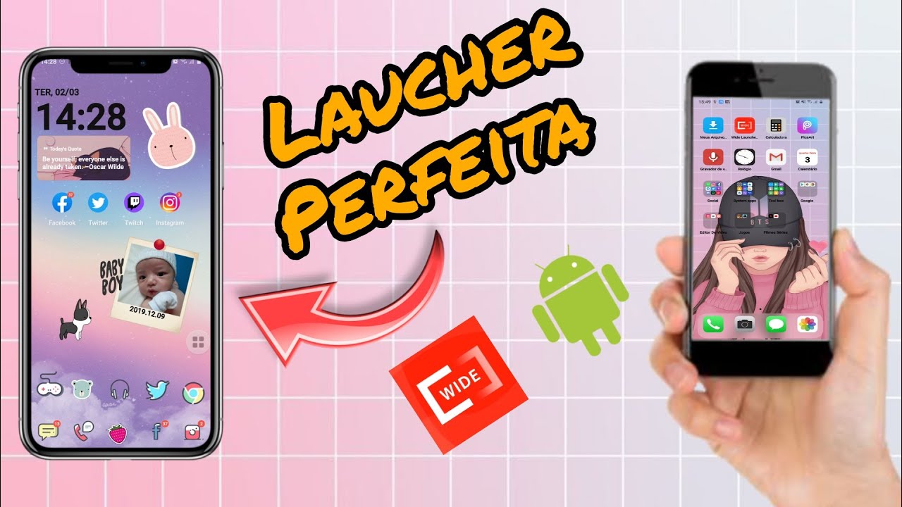 Personalize seu celular com wide launcher / andoid e ios - YouTube