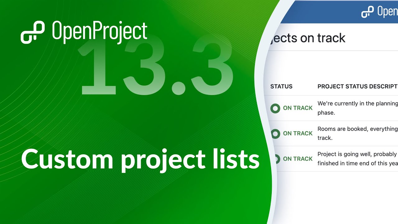 OpenProject Release 13.3: Custom project lists - YouTube