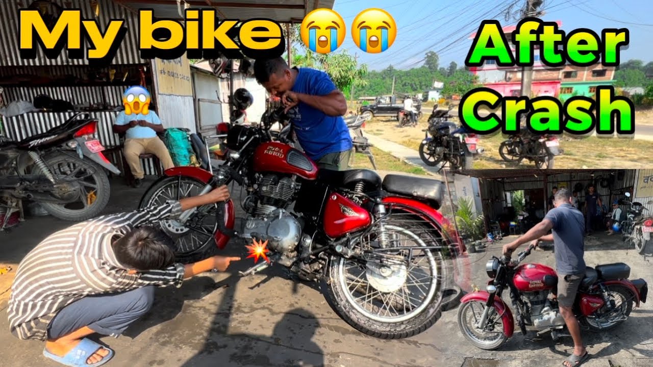 Accident pachi bike ko halat 😭😭 !!!(Bullet 350) @royalenfield ...