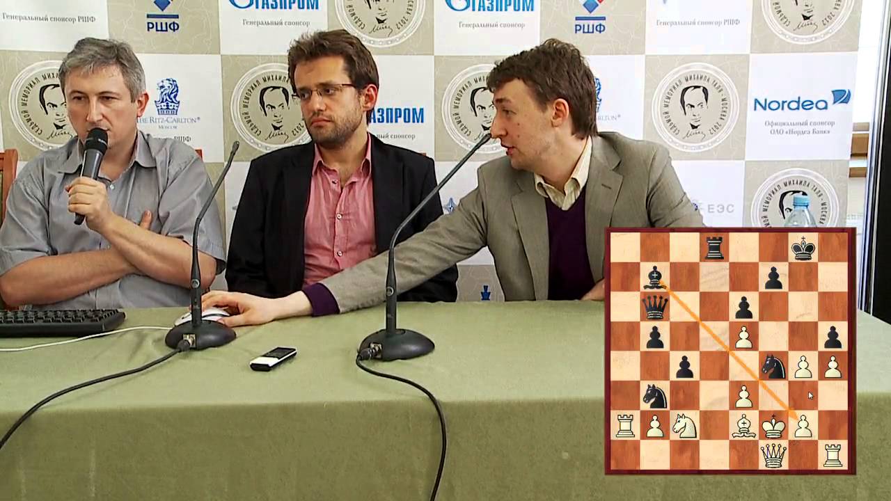 Tal Memorial 2012. Round 3. Levon Aronian and Luke McShane speaking ...