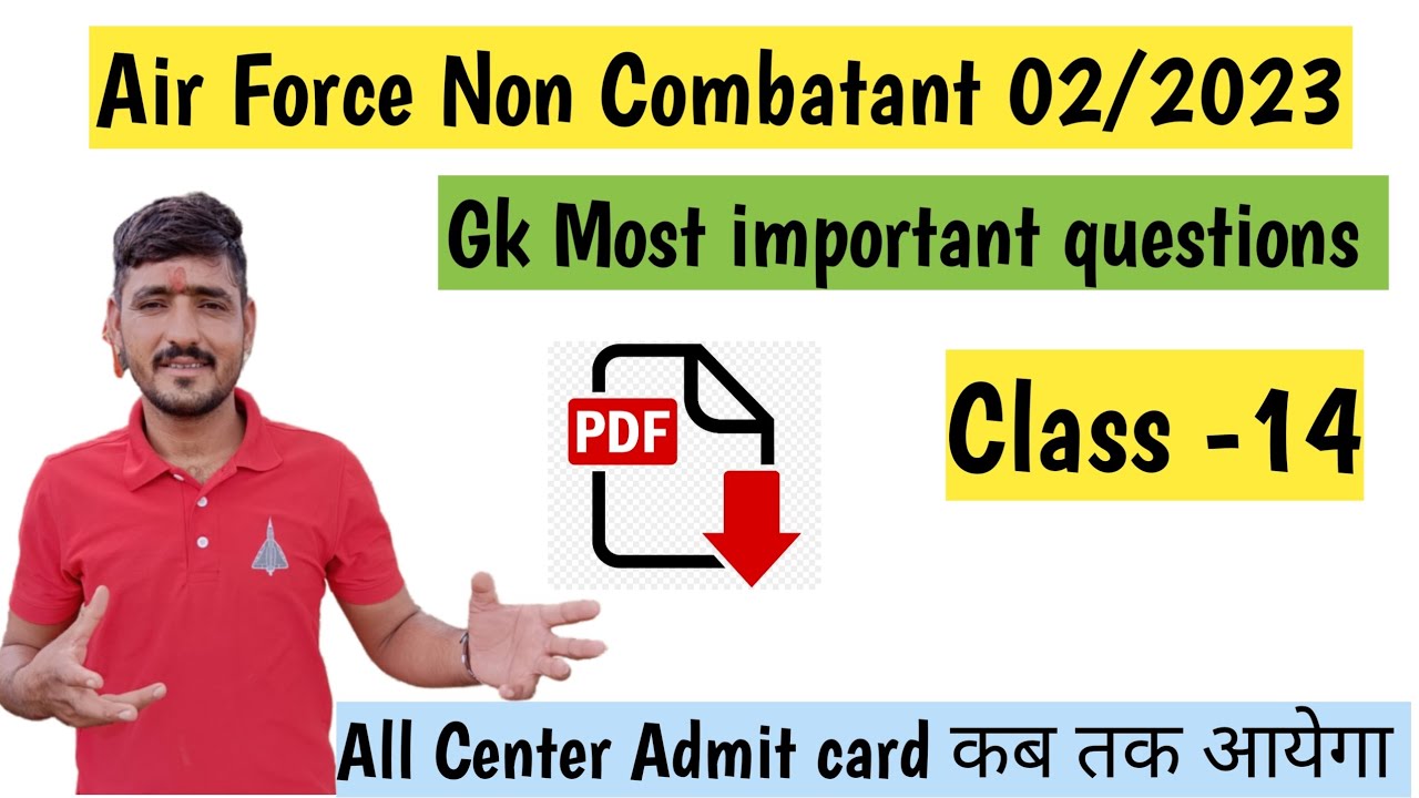 Air Force Non Combatant || Class 14 Gk most important questions ...