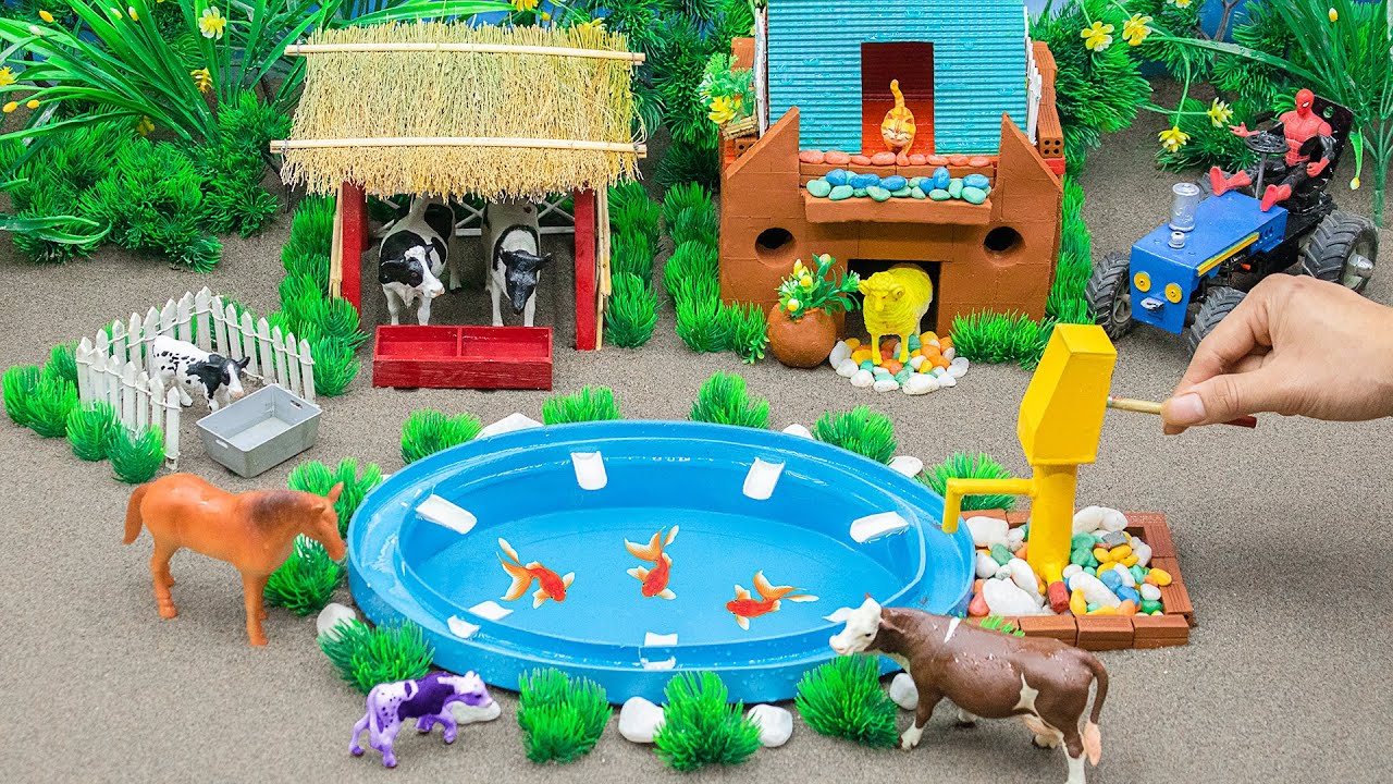 DIY Farm Diorama with mini farm for animals in farm | Mini fish pond ...