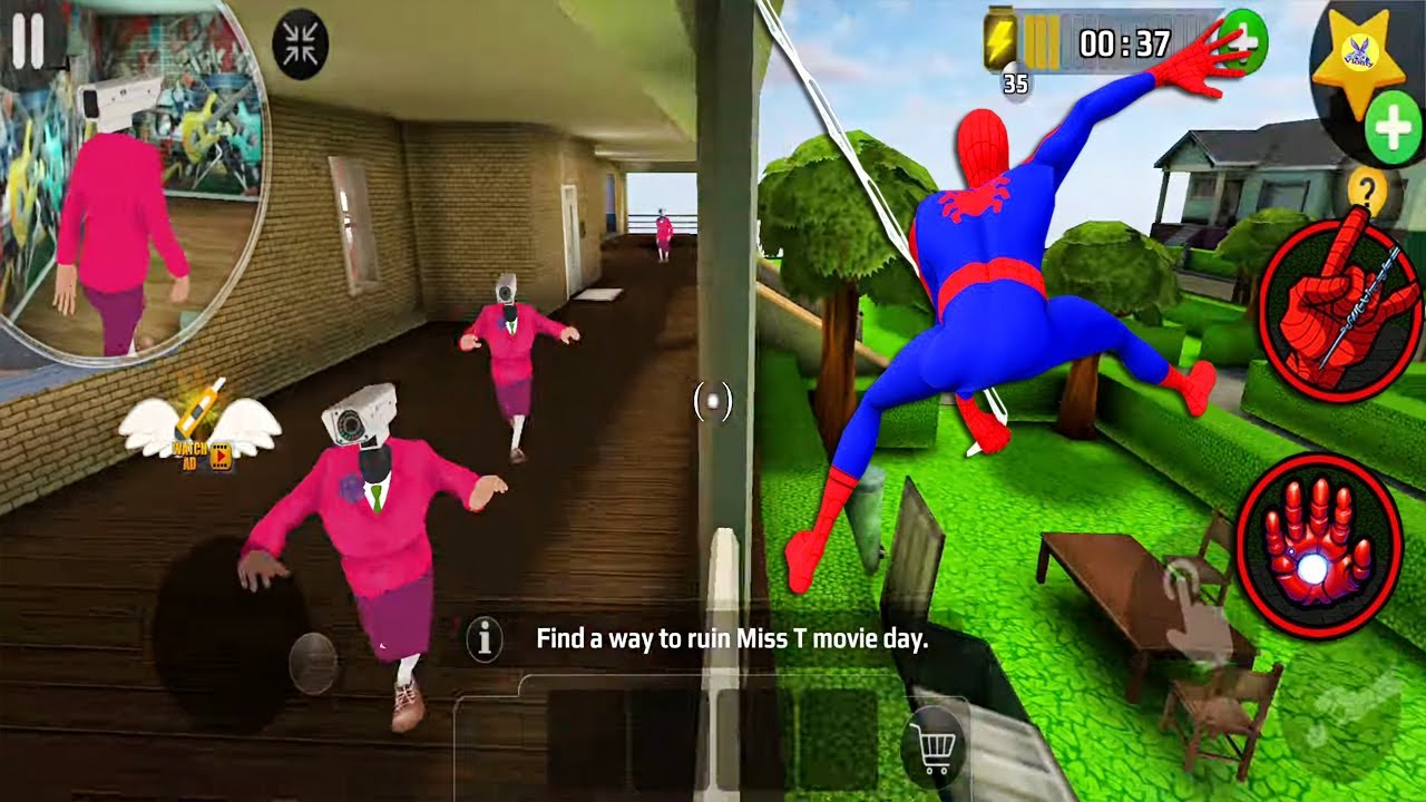 Scary Teacher 3D Newly Added Cameraman Teacher Chasing Spider-Man - YouTube